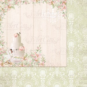 Wedding Digital Paper Scrapbook Bride and Groom Floral Patterns ...