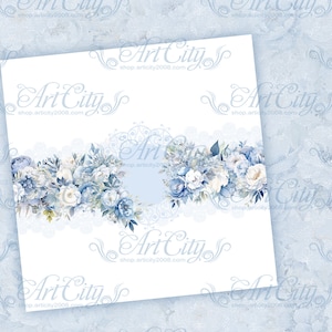 Dusty Blue Digital Floral Scrapbook Paper Pack – Elegant Vintage ...