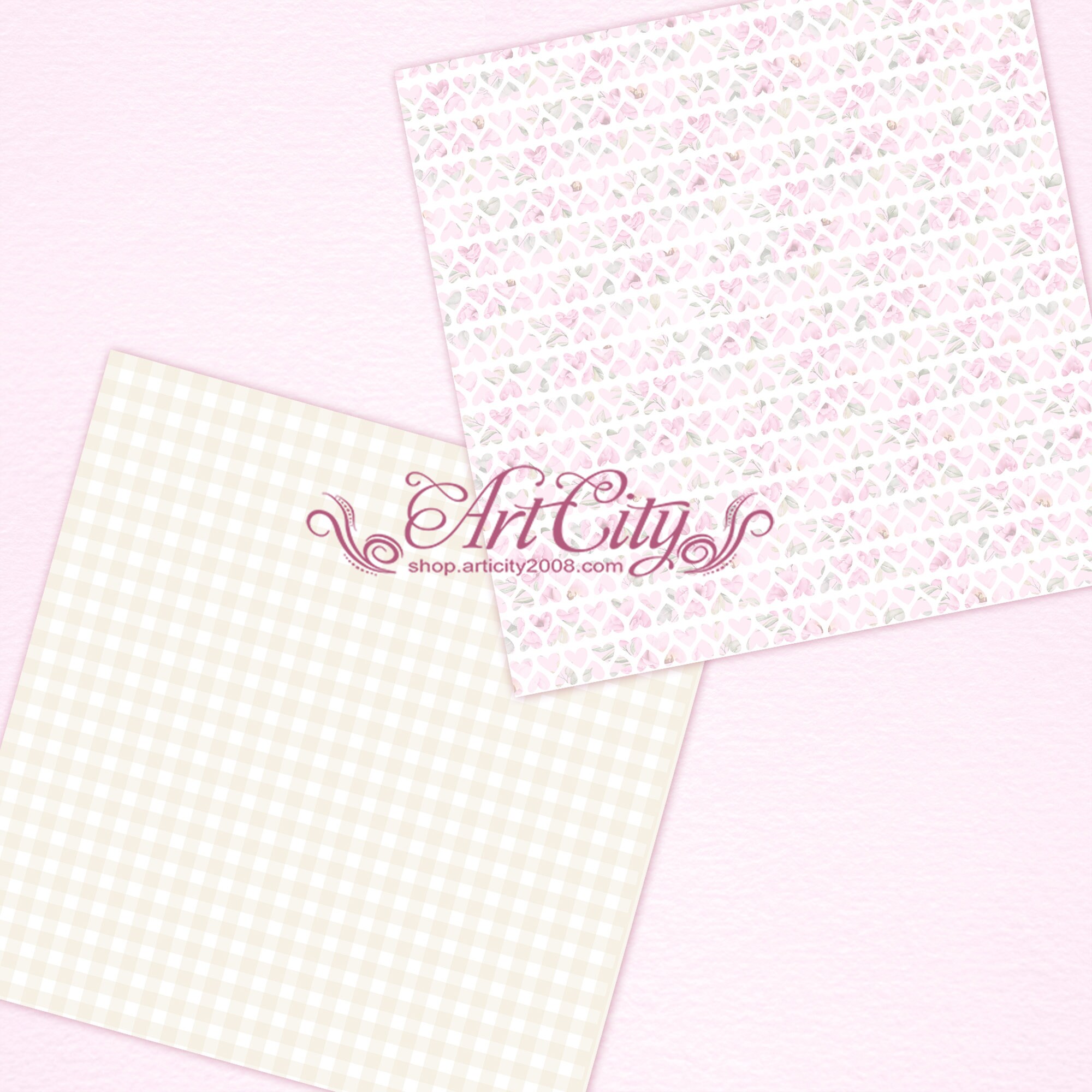 Baby Girl Digital Paper - Soft Pink and Gold Newborn Scrapbook ...