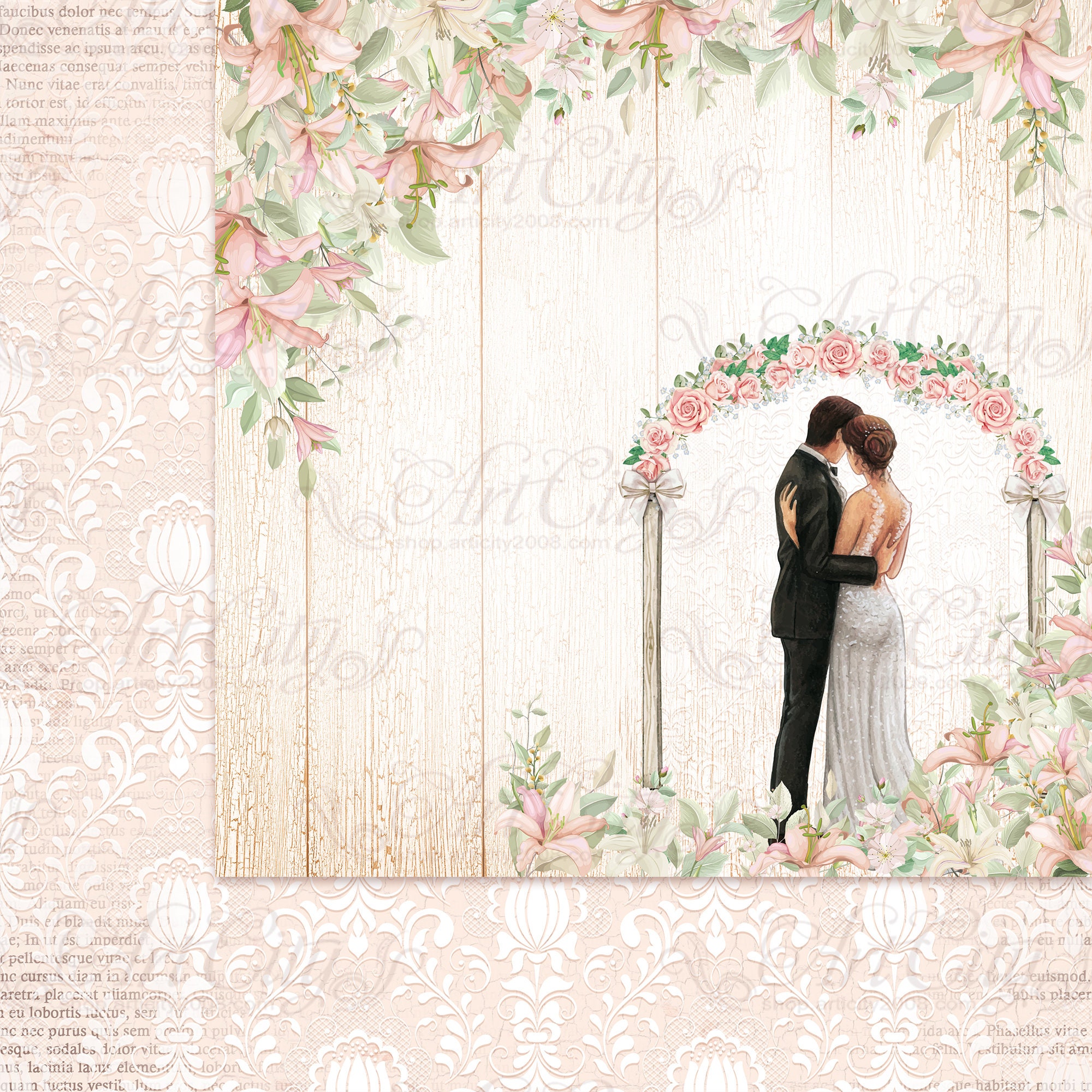 Wedding Digital Paper Scrapbook Bride and Groom Floral - Etsy