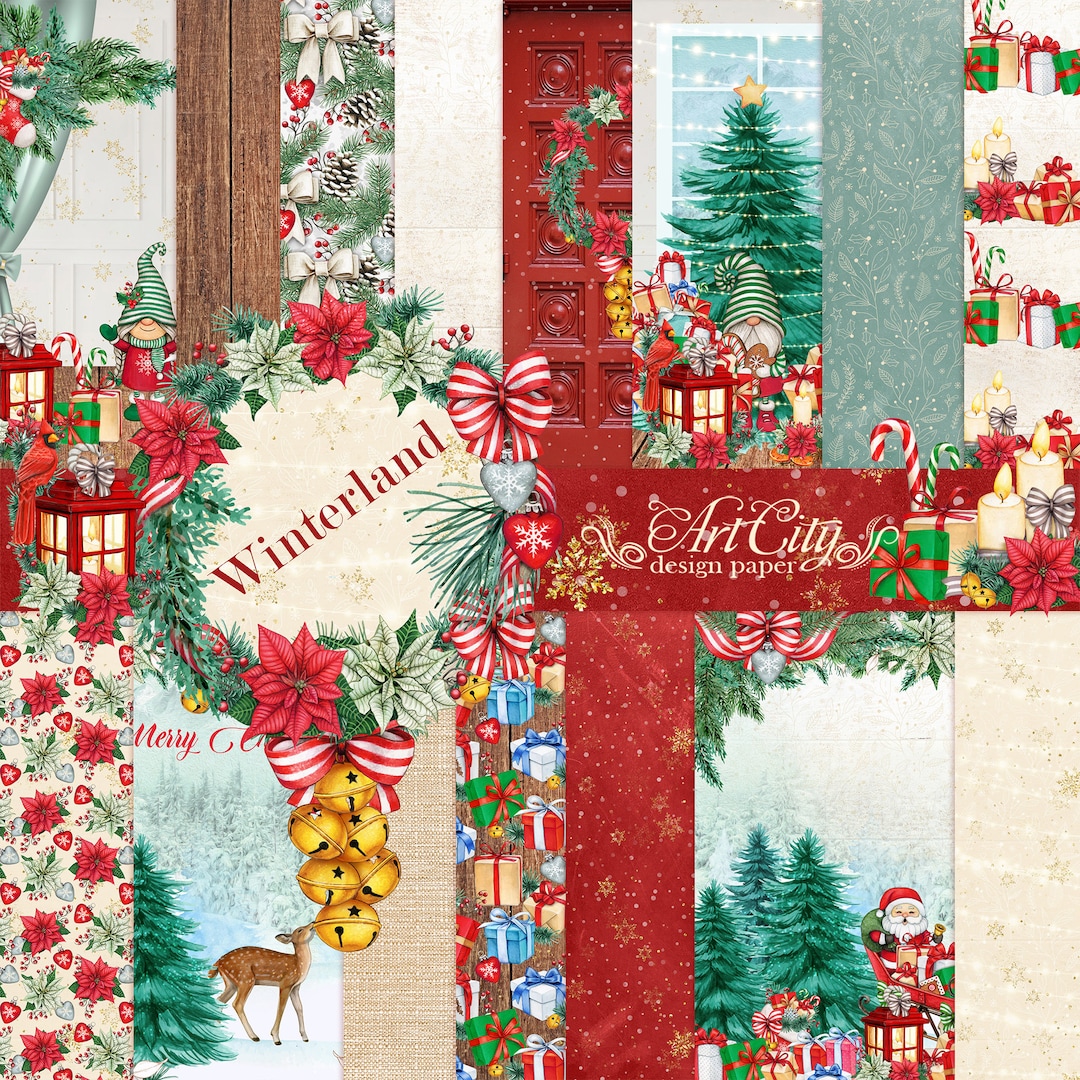 Christmas Digital Paper Tree Scrapbook Wood Winter Background Gnoms ...
