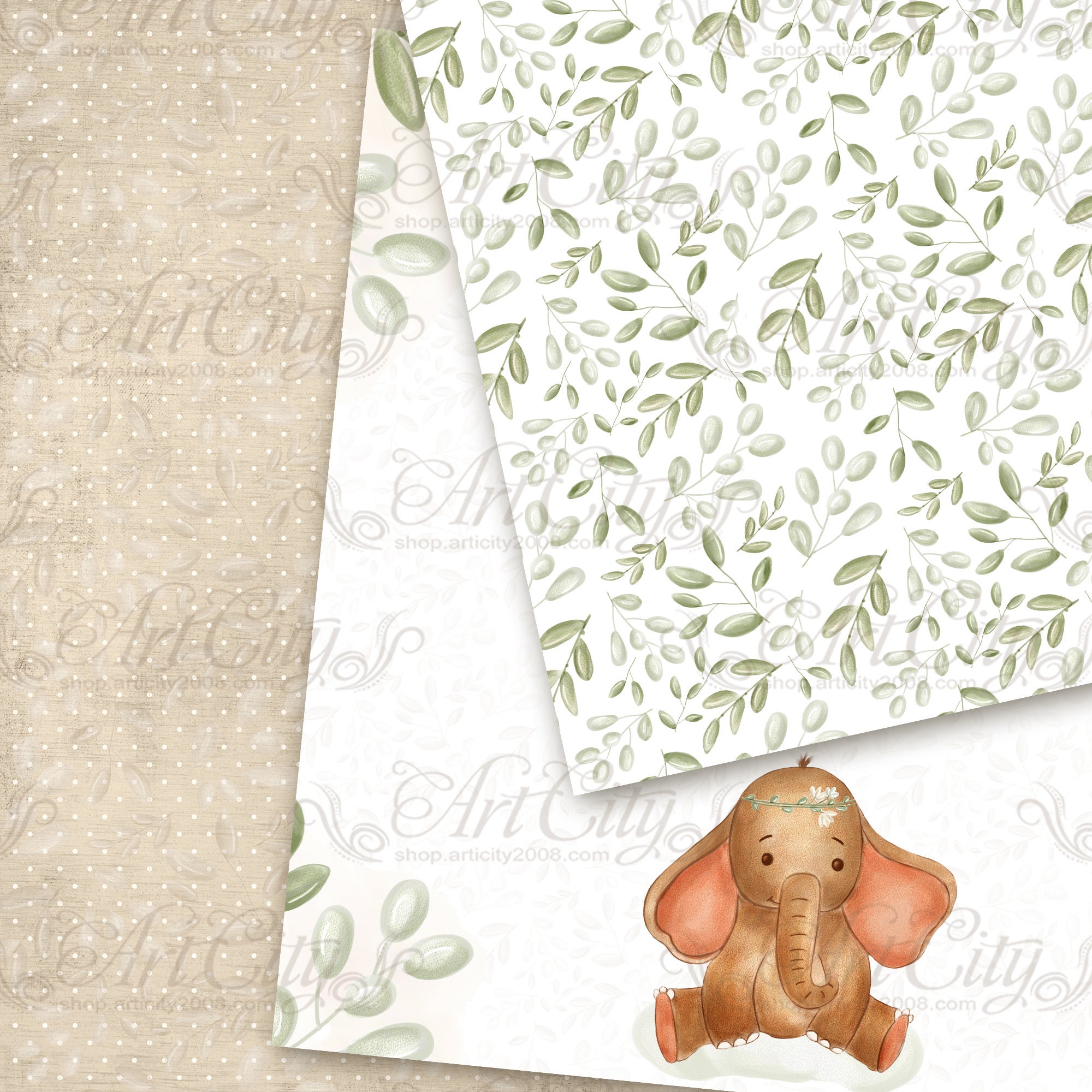 Baby Digital Paper Lovely Elephant Scrapbook Background - Etsy