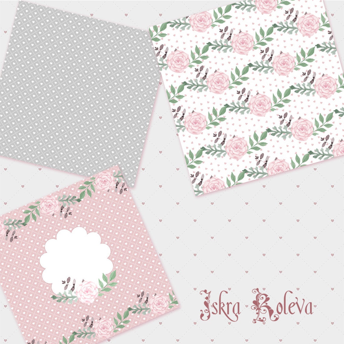 Dusty Rose Digital Paper Blush Flowers Wedding Patterns Floral | Etsy