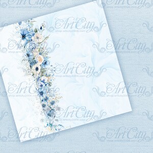 Harmony Basic Pastel Blue Digital Scrapbook Paper Pack – Floral ...
