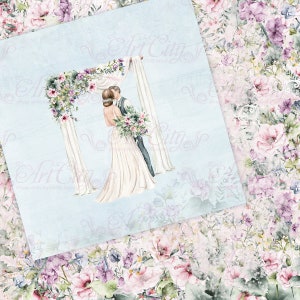 Wedding Dreams Digital Paper Pack, Romantic Pastel Floral Wedding ...