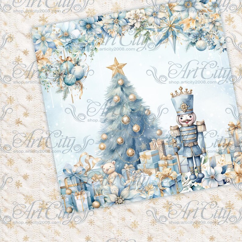 Wonderful Christmas Digital Paper Pack | Blue and White Winter ...