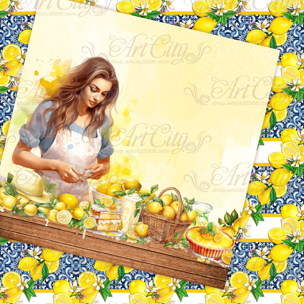 Lemon Sky Paper Pack With Mediterranean Summer Vibes, Yellow and Blue ...