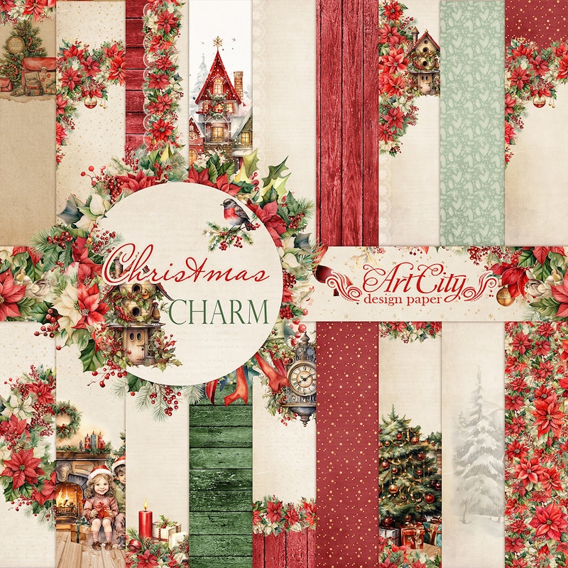 Christmas Digital Paper - Etsy