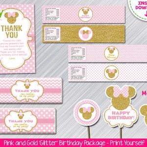 INSTANT DOWNLOAD Minnie Mouse Birthday Party Package, 28 Designs, Print ...