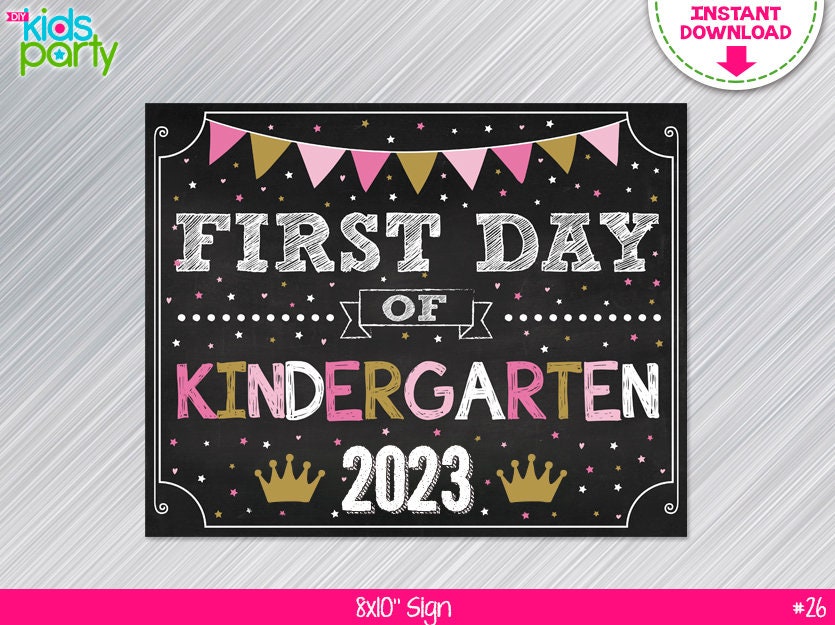 INSTANT DOWNLOAD Princess First Day of Kindergarten Sign Print - Etsy