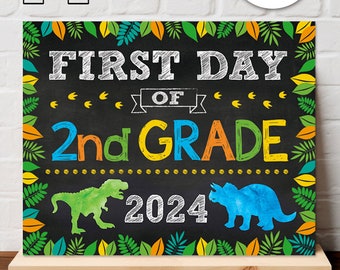 Dinosaur First Day of 2nd Grade Sign Instant Download Dinosaur First ...