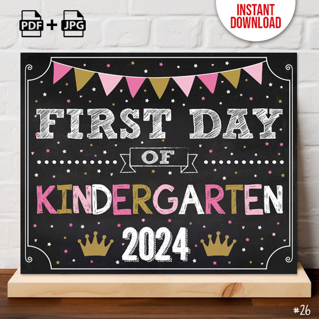 INSTANT DOWNLOAD Princess First Day of Kindergarten Sign Print Yourself ...