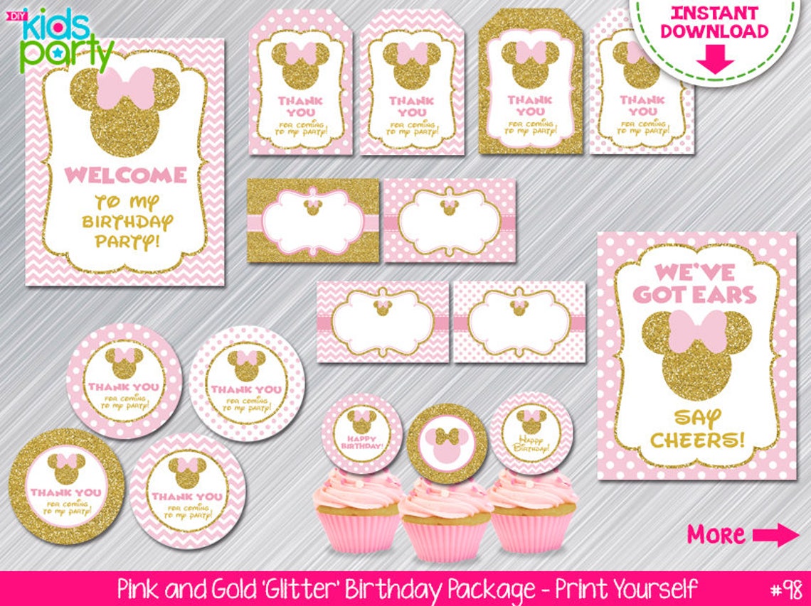 INSTANT DOWNLOAD Minnie Mouse Birthday Party Package 28 - Etsy
