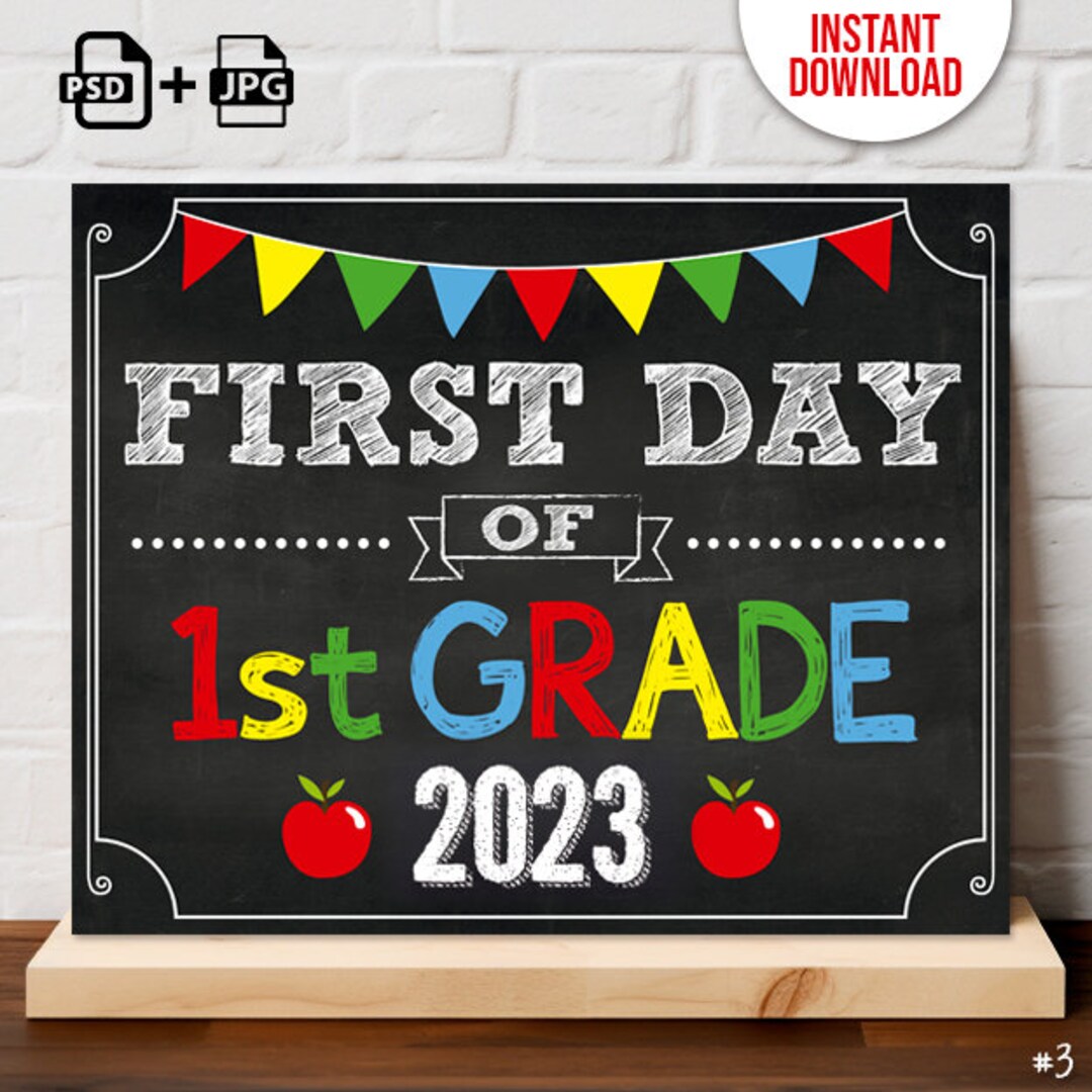 INSTANT DOWNLOAD First Day of 1st Grade School Sign Print - Etsy