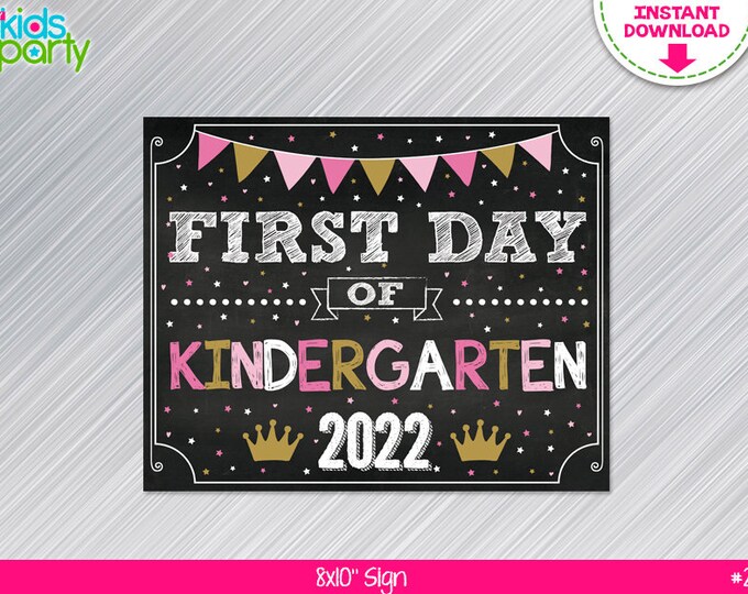 INSTANT DOWNLOAD Princess First Day of Kindergarten Sign Print - Etsy