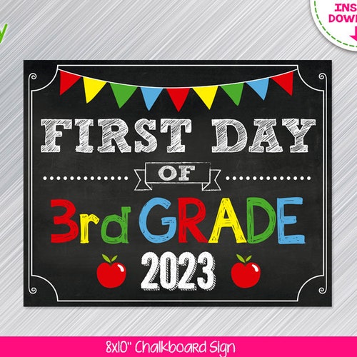 INSTANT DOWNLOAD First Day of 3rd Grade School Sign Print - Etsy
