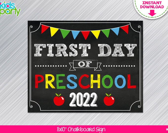 INSTANT DOWNLOAD First Day of Preschool Sign Print Yourself - Etsy