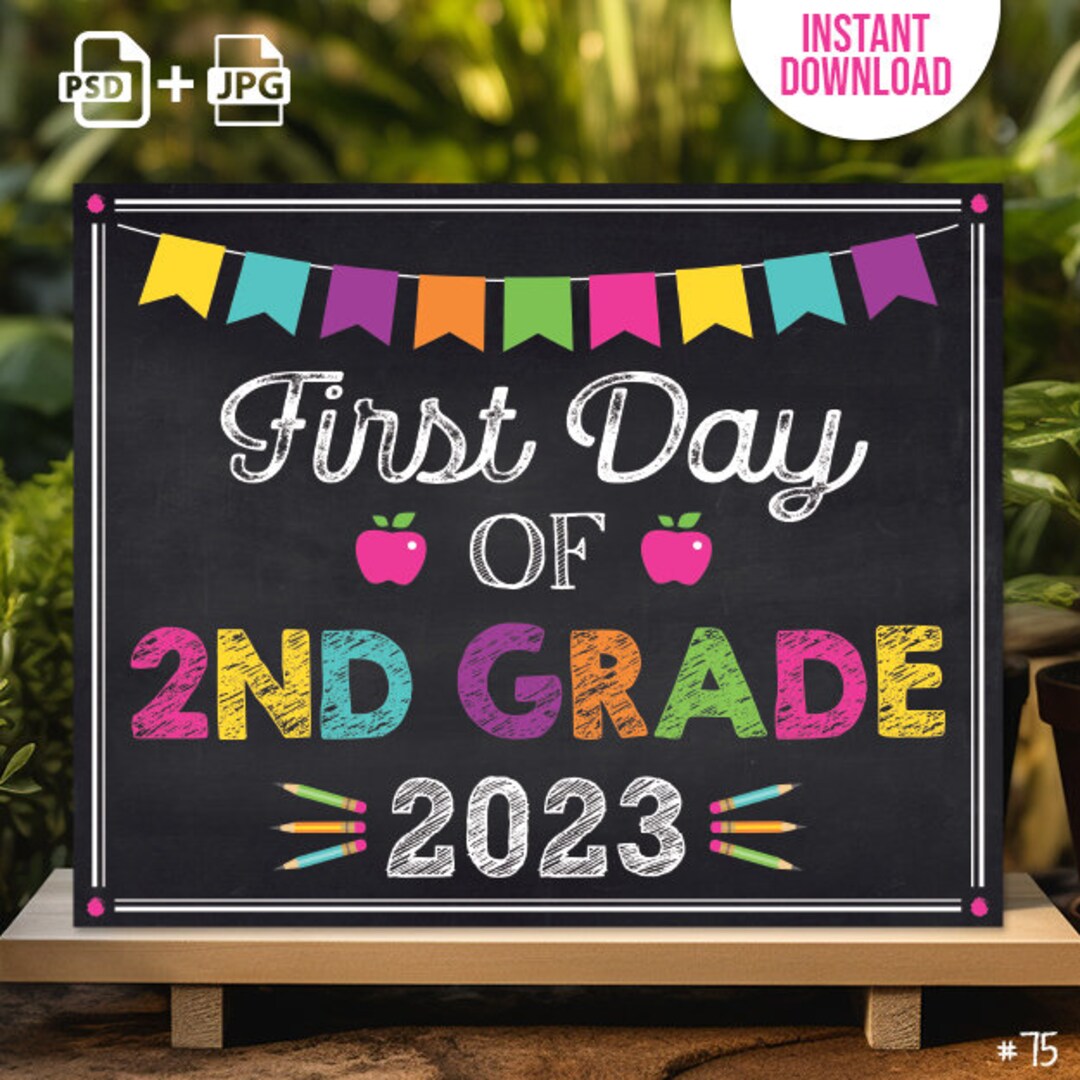 INSTANT DOWNLOAD 1st Day of 2nd Grade School Sign for Girl, First Day of 2nd Grade Sign, 1st Day ...