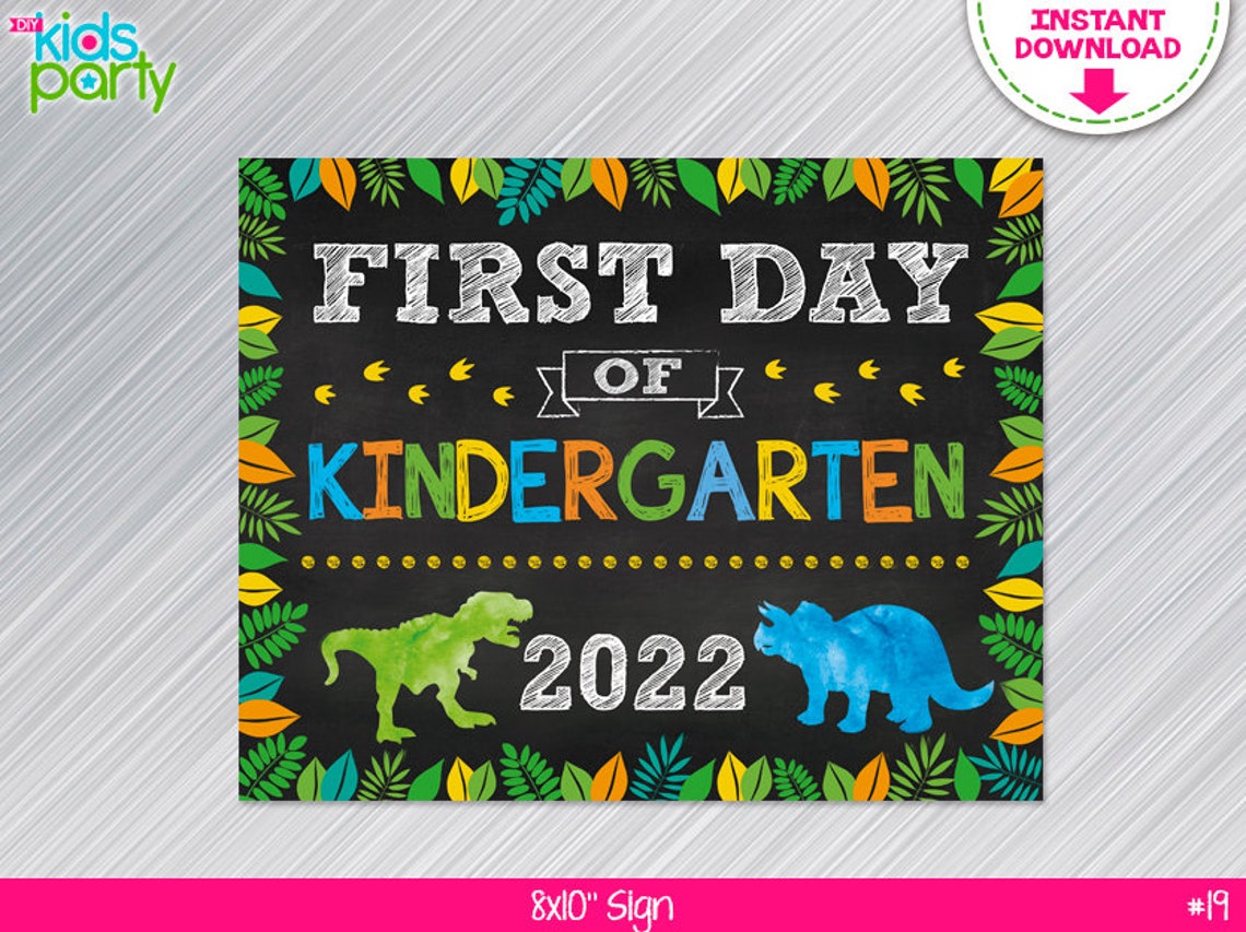 INSTANT DOWNLOAD Dinosaur First Day of Kindergarten Sign Print | Etsy