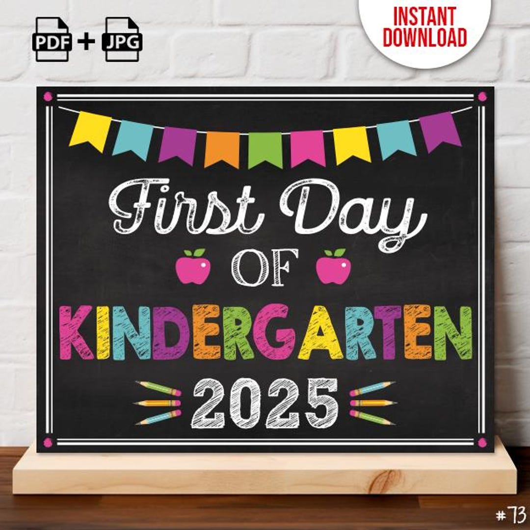 INSTANT DOWNLOAD 1st Day of Kindergarten School Sign for Girl, First ...