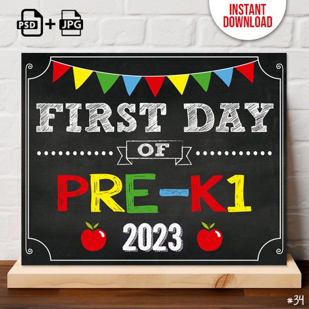 INSTANT DOWNLOAD First Day of PRE-K1 Sign Print Yourself - Etsy