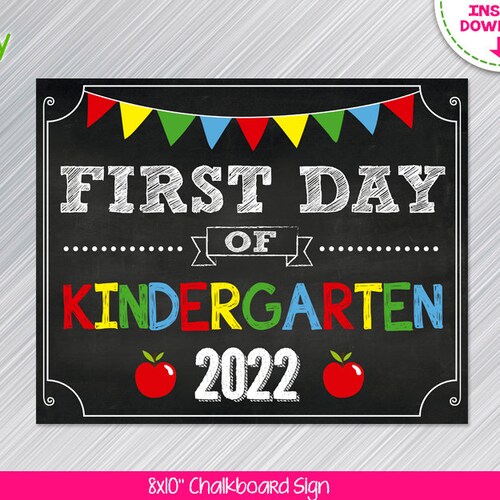 INSTANT DOWNLOAD First Day of Kindergarten School Sign Print | Etsy