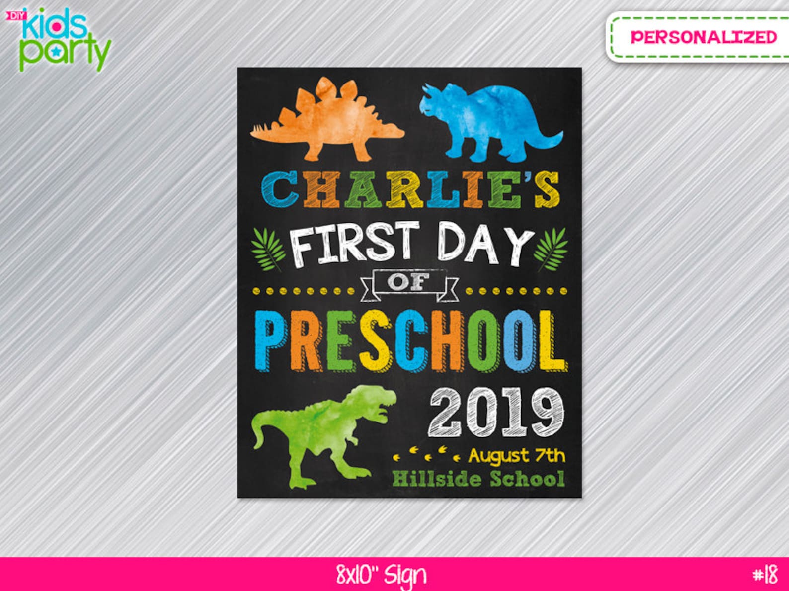 Dinosaur First Day or Last Day of School Sign Print Yourself - Etsy