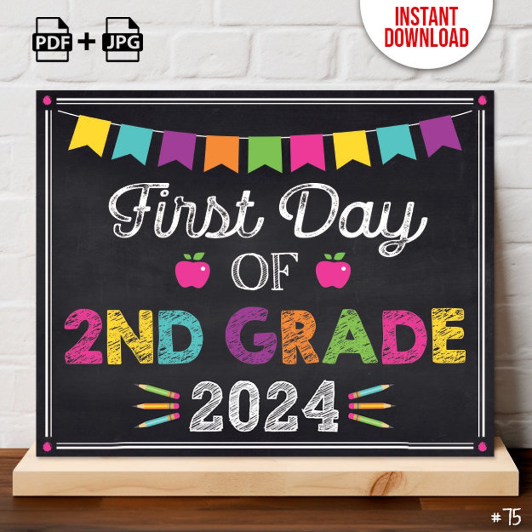 INSTANT DOWNLOAD 1st Day of 2nd Grade School Sign for Girl, First Day ...
