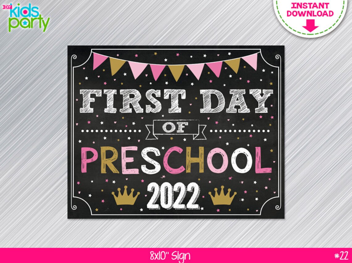 INSTANT DOWNLOAD Princess First Day of Preschool Sign Print | Etsy