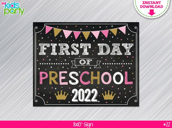 INSTANT DOWNLOAD Princess First Day of Preschool Sign Print | Etsy
