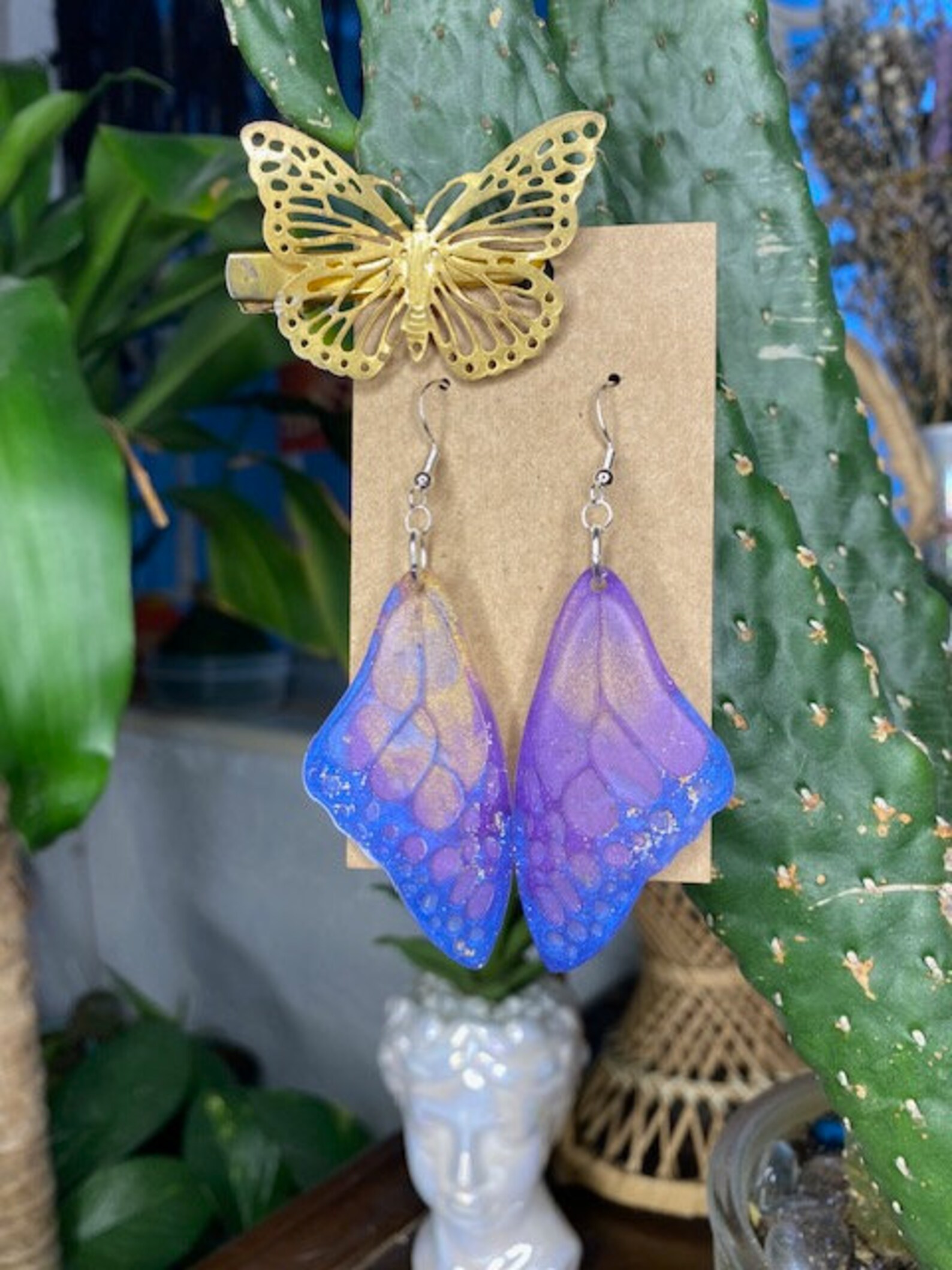Handcrafted Resin Butterfly Wings Earrings Unique and Whimsical Nature ...
