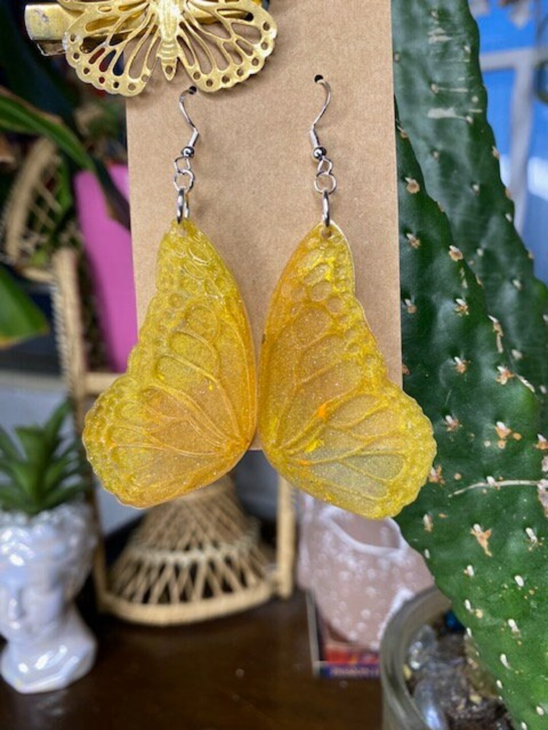 Handcrafted Resin Butterfly Wings Earrings Unique and Whimsical Nature ...