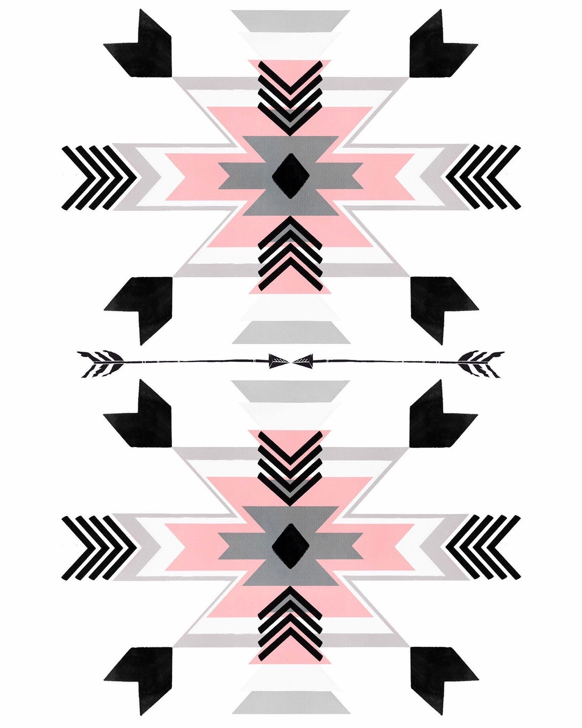 Tribal Print Nursery Decor Pink Wall Art | Etsy