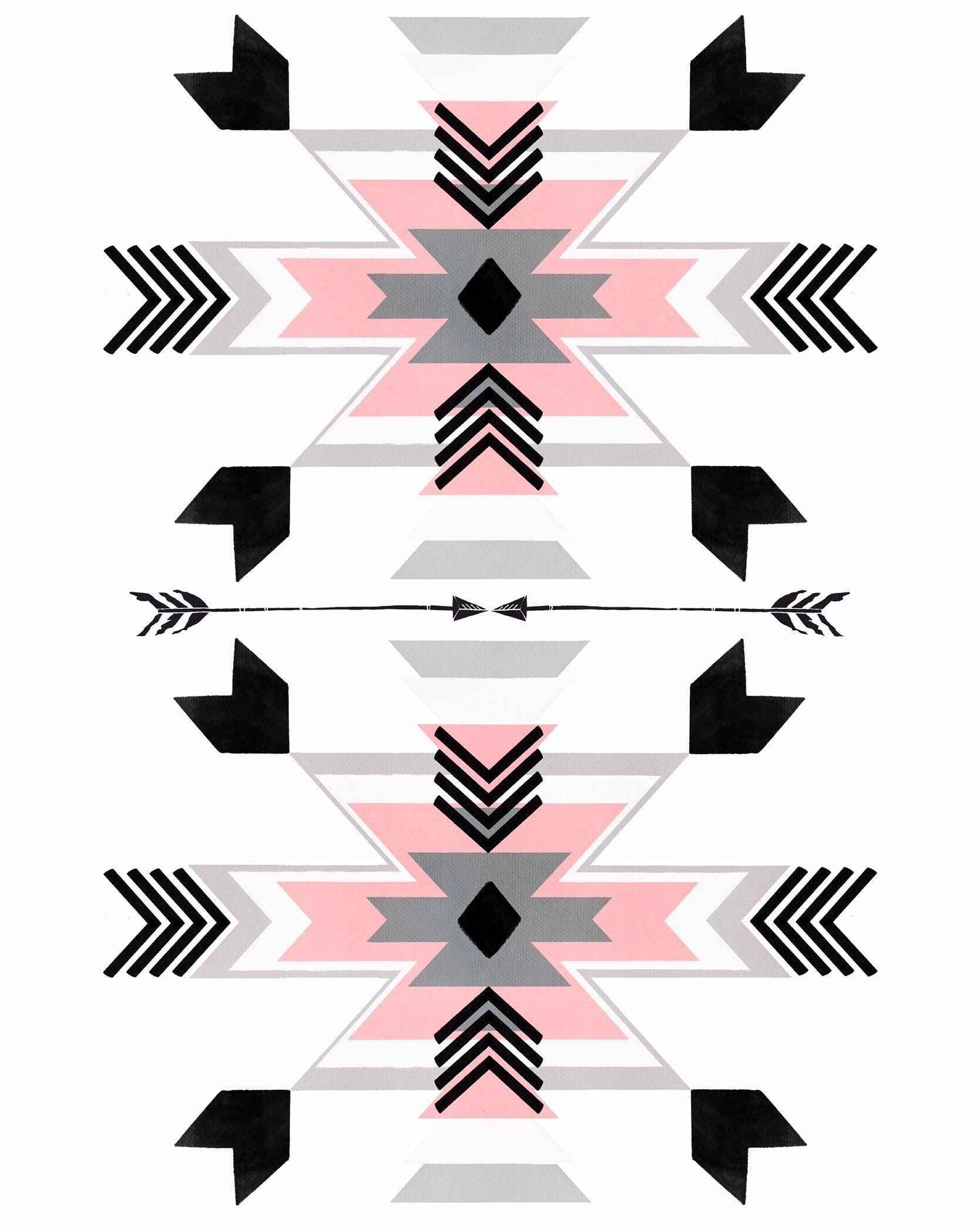 Tribal Print Nursery Decor Pink Wall Art | Etsy