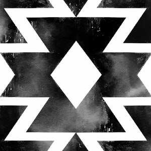 Boho Black and White Southwestern Aztec Print, Cowboy Wall Art, Cowgirl ...