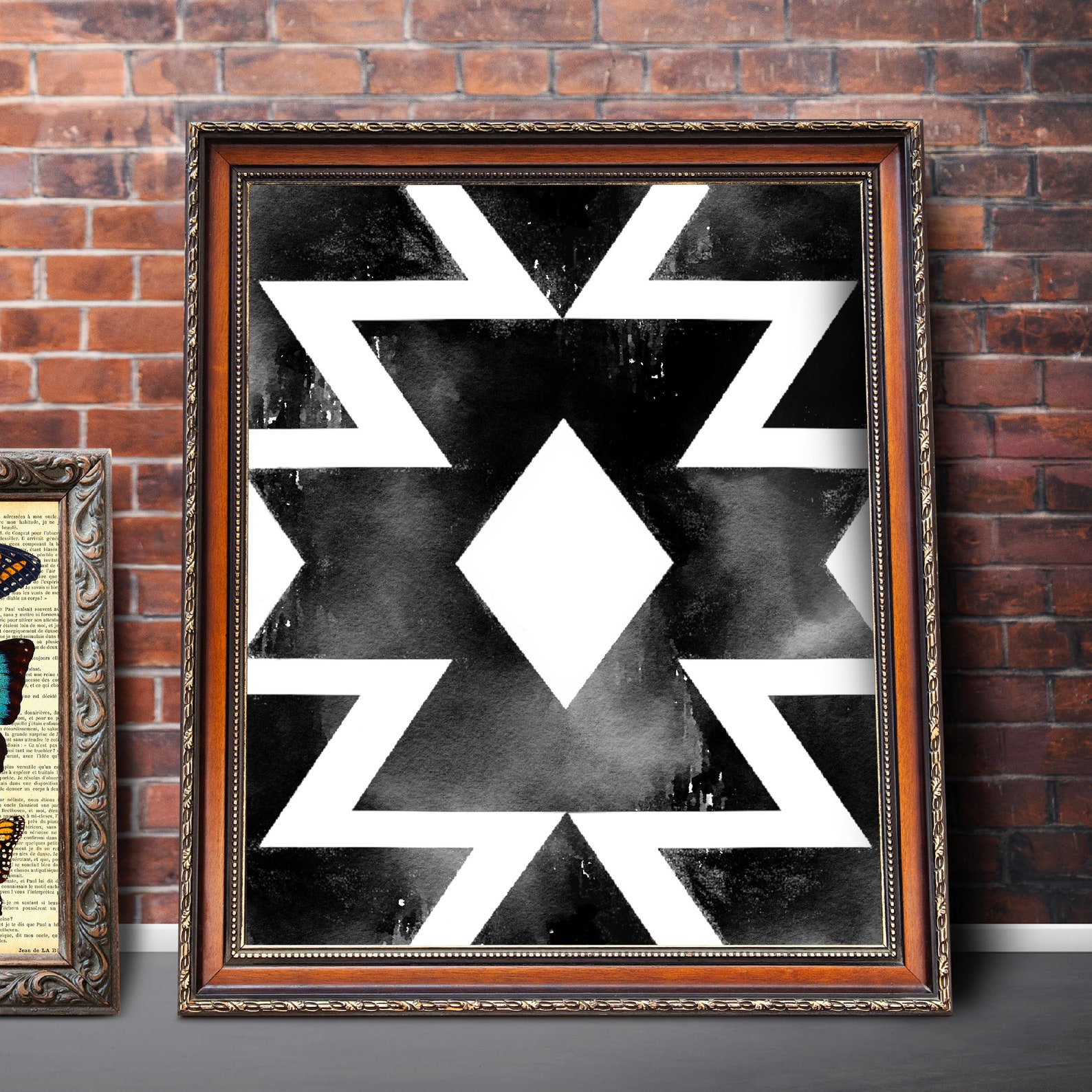 Boho Black and White Southwestern Aztec Print Cowboy Wall - Etsy