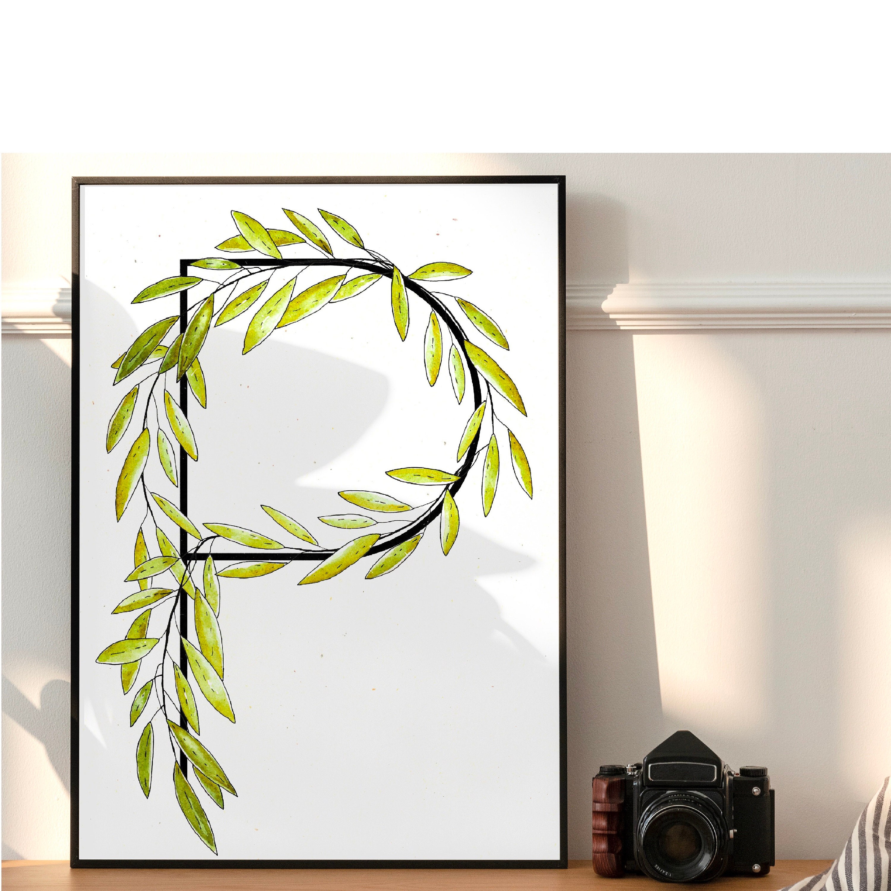 Letter P Nursery Wall Art Greenery Print - Etsy