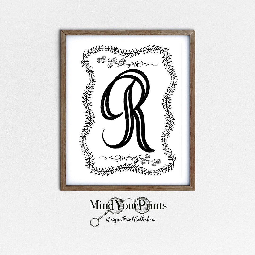 Letter R Print Nursery Decor, Gift for New Mom, Typography Wall Art ...