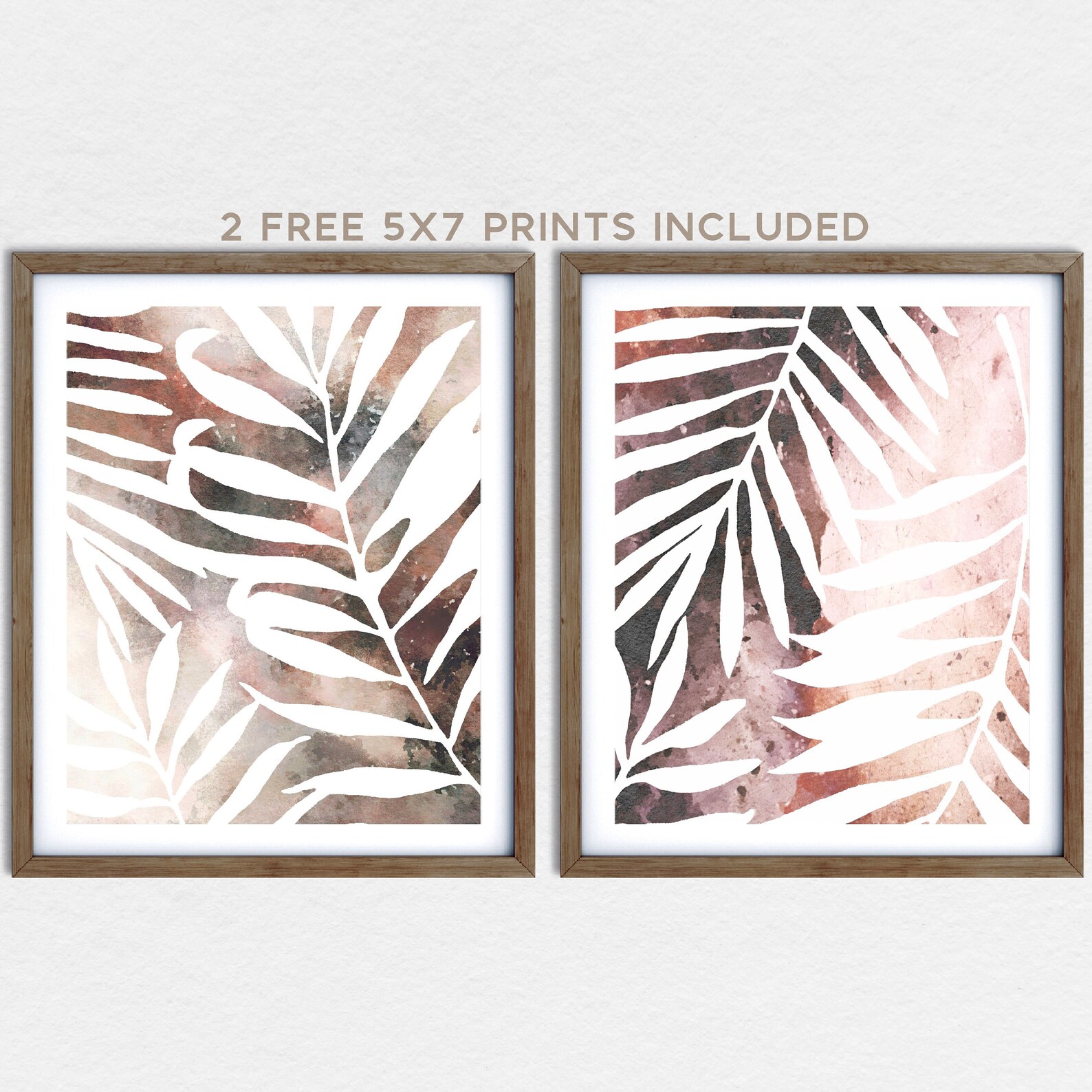 Watercolor Palm Leaf Art Print Gallery Wall Set - Etsy