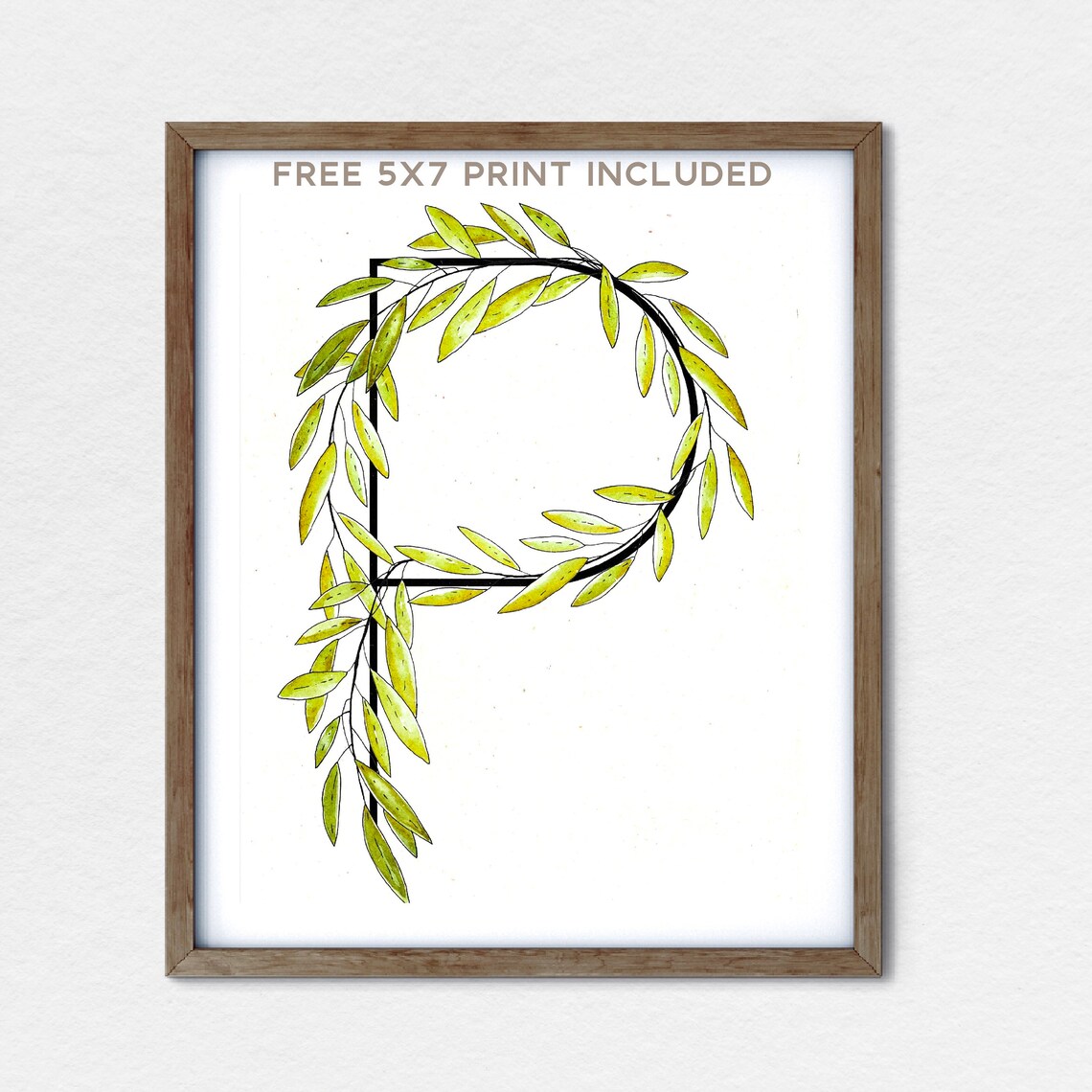 Letter P Nursery Wall Art Greenery Print - Etsy