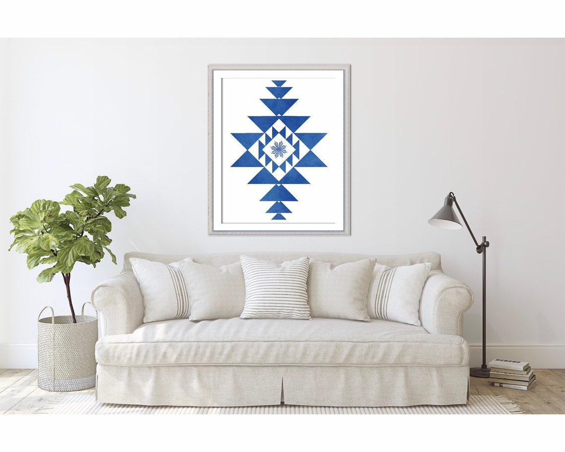 Southwestern Decor Blue Minimalist Wall Art - Etsy