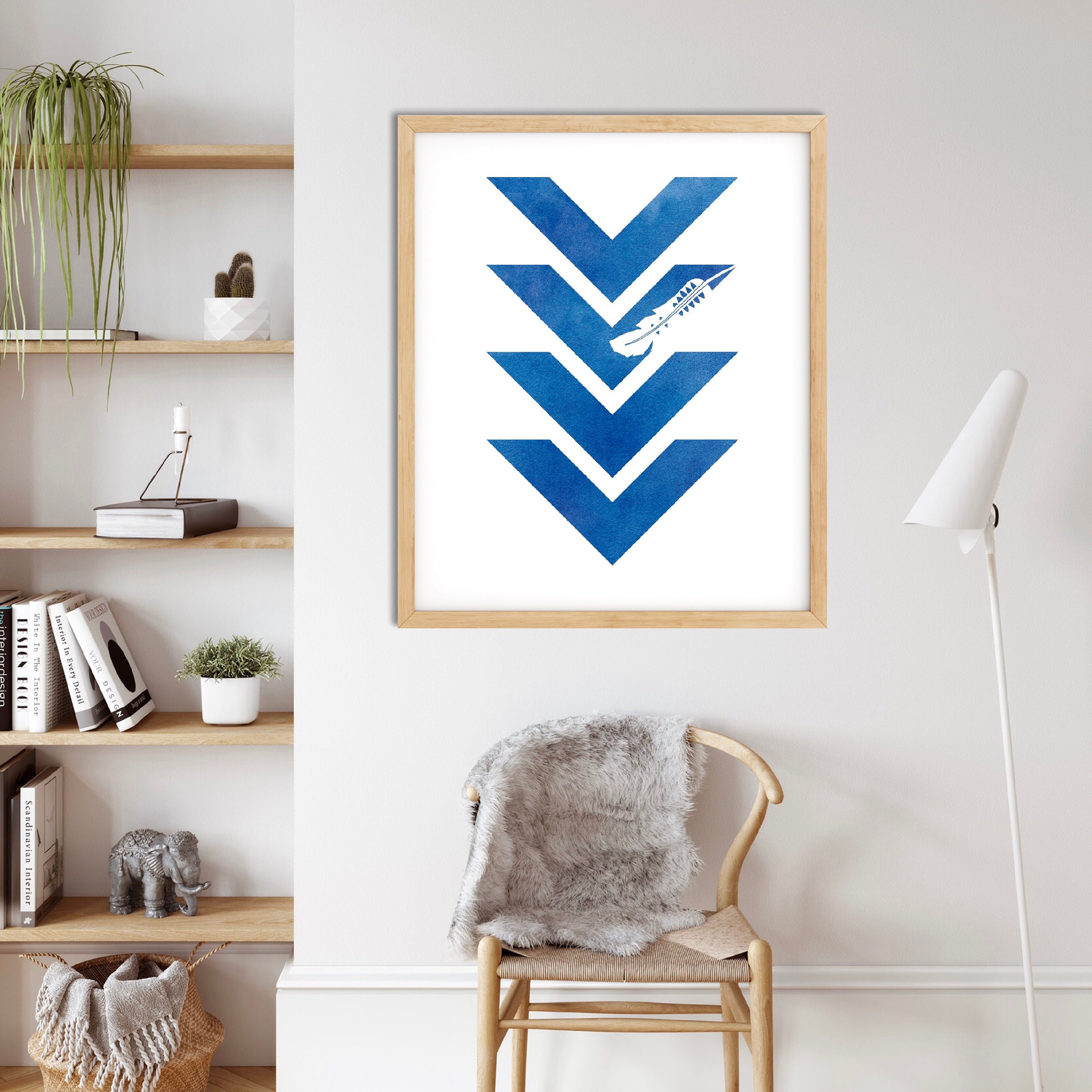 Blue Arrow Western Wall Art Indigo Southwest Style Geometric - Etsy