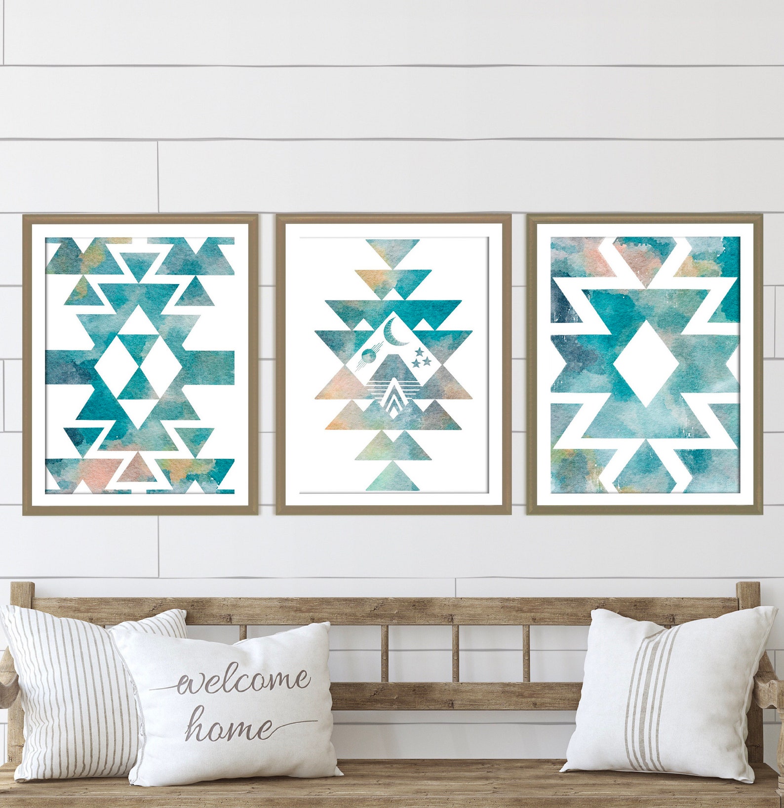Turquoise Western Decor Set of 3 Prints Gallery Wall Set - Etsy