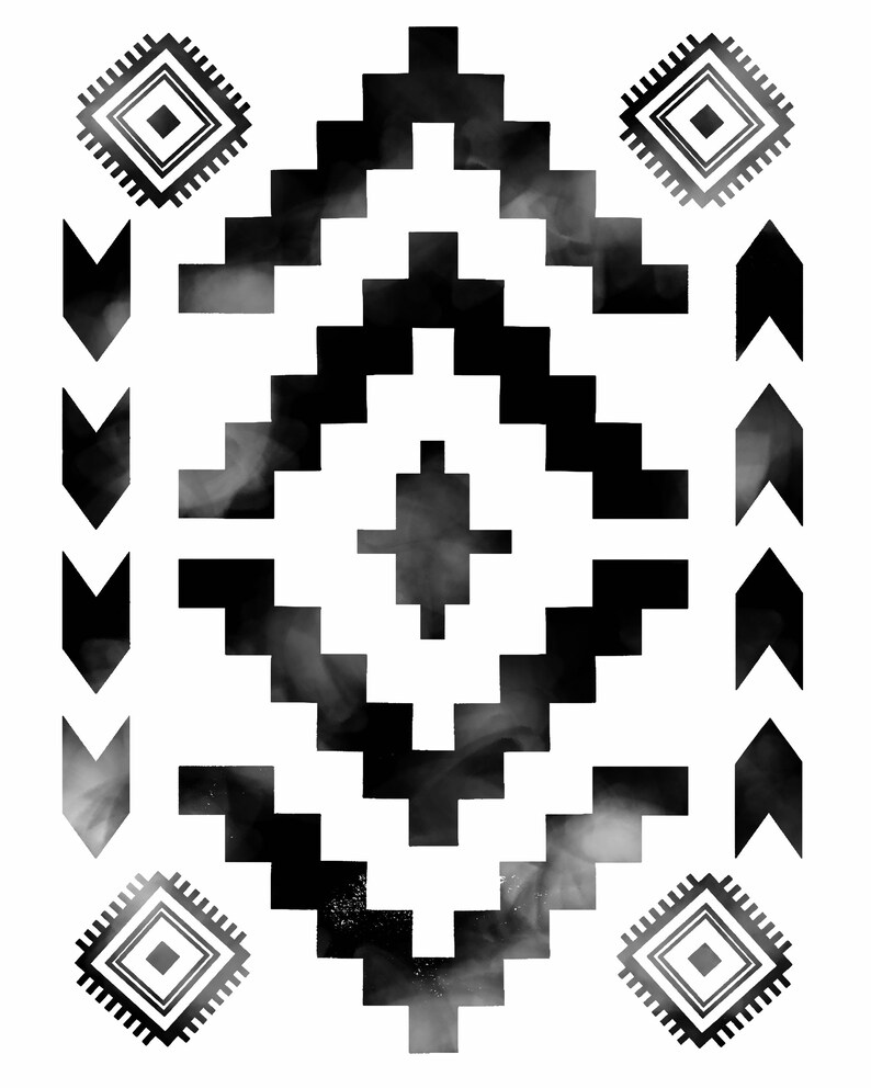 Gallery Wall Set Black and White Art Rustic Aztec Prints - Etsy
