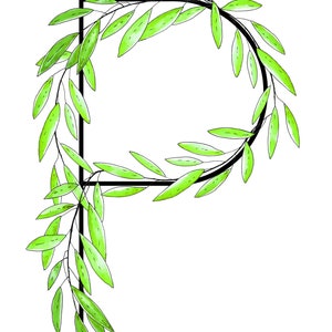 Letter P Nursery Wall Art Greenery Print | Etsy
