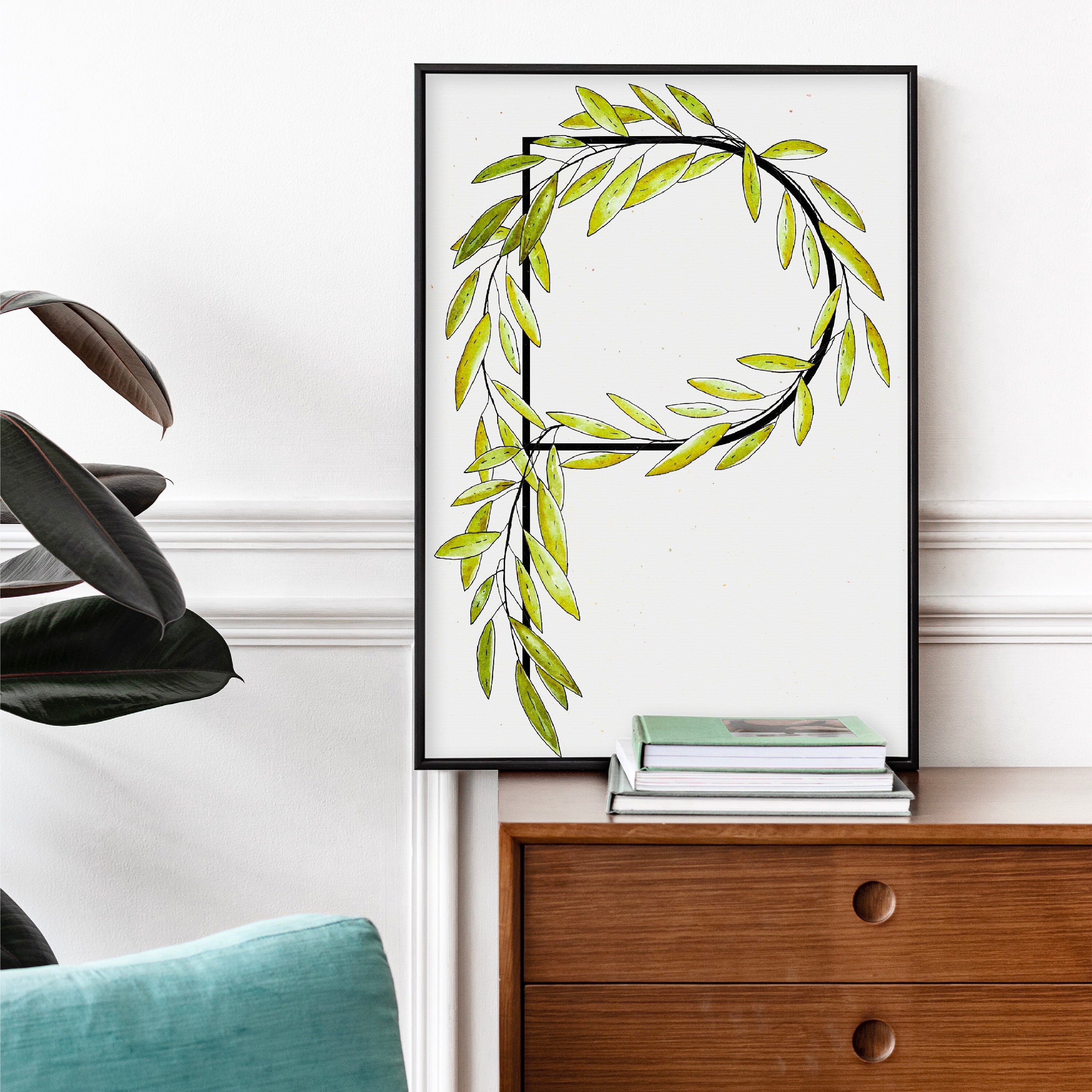 Letter P Nursery Wall Art Greenery Print - Etsy