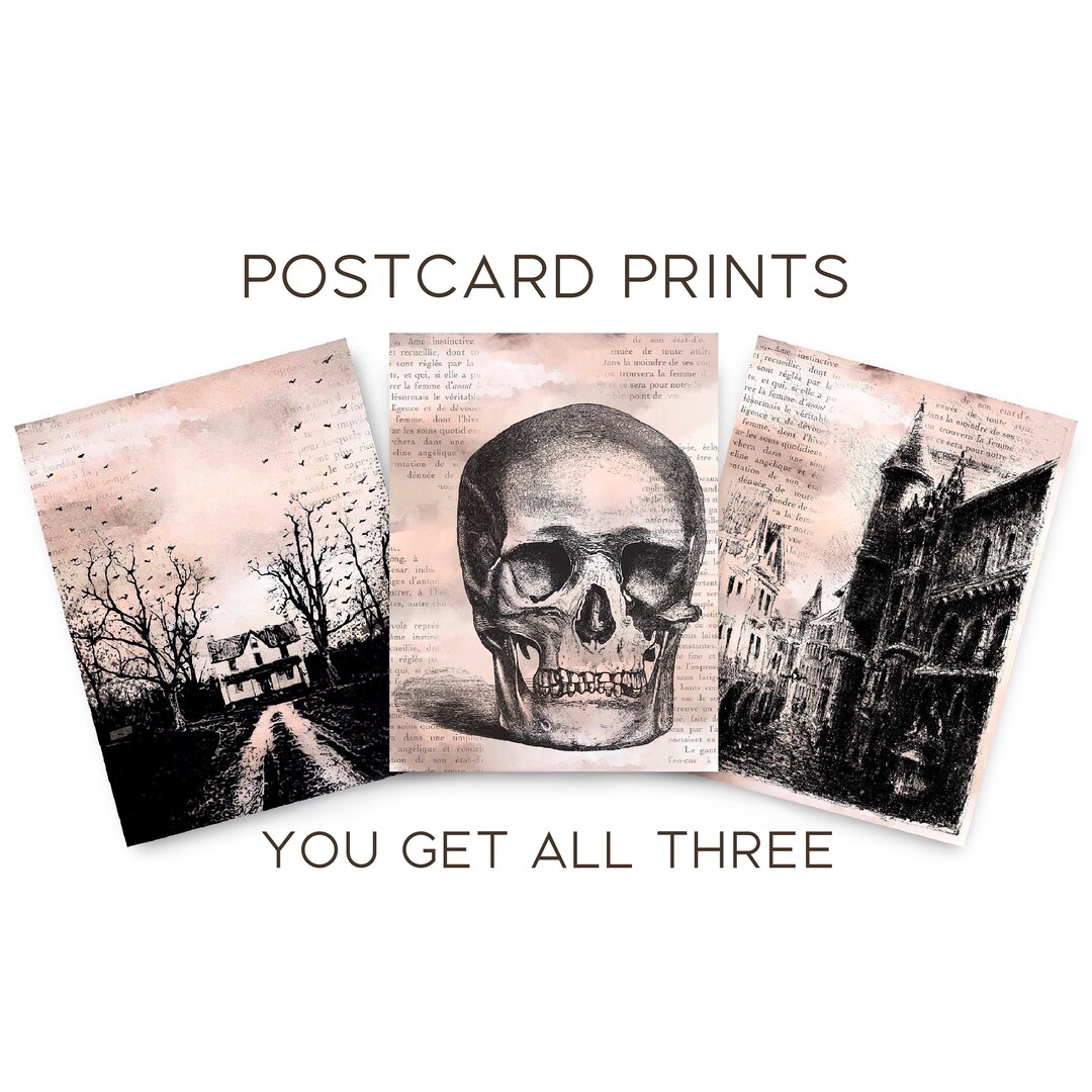 Spooky Themed Postcard Pack Trio Halloween Decoration Card Set Scary ...