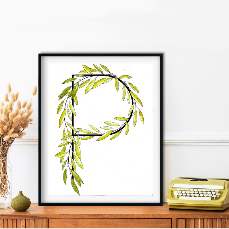 Letter P Nursery Wall Art Greenery Print - Etsy