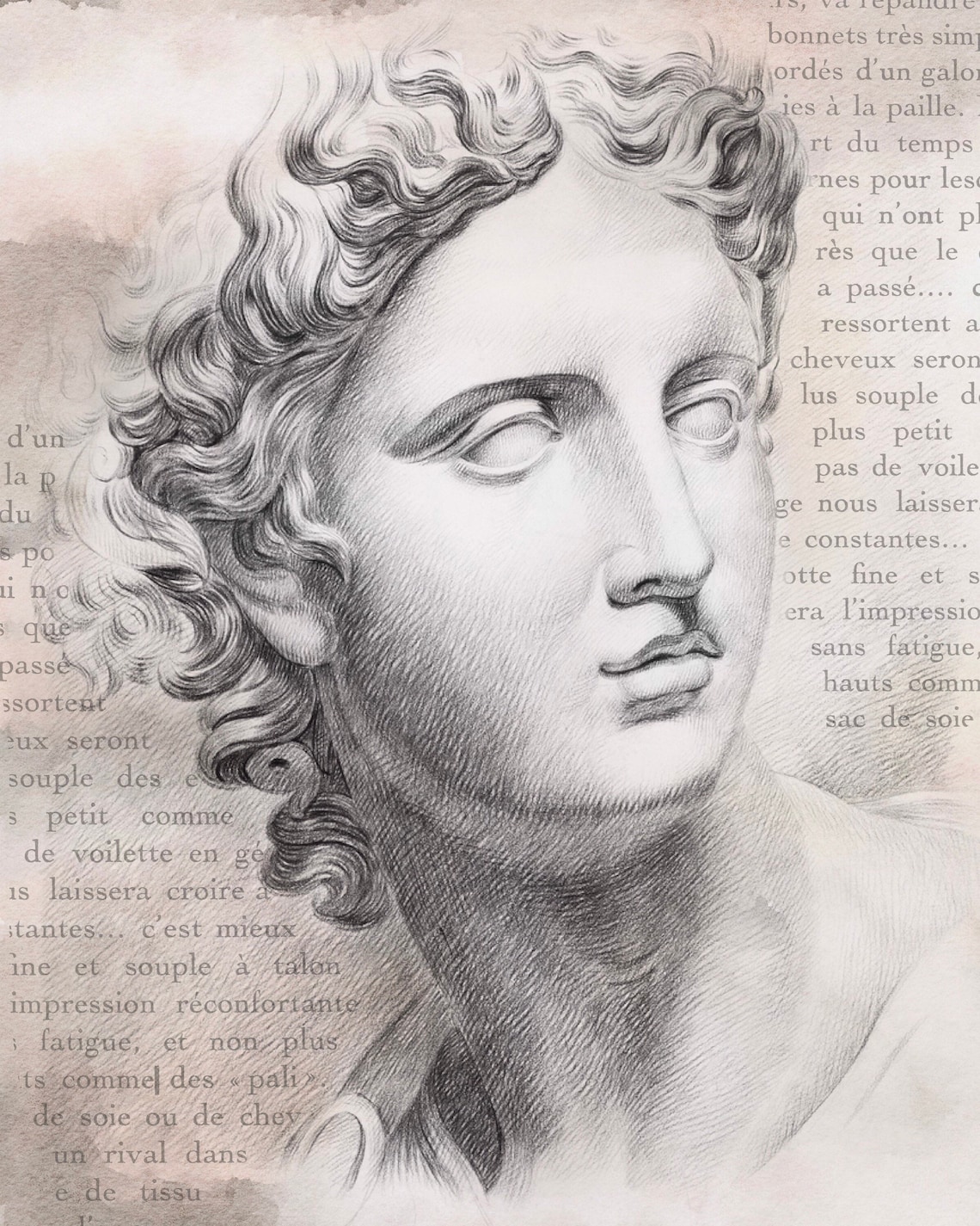 Light Academia Decor Vintage Statue Illustration Unique - Etsy