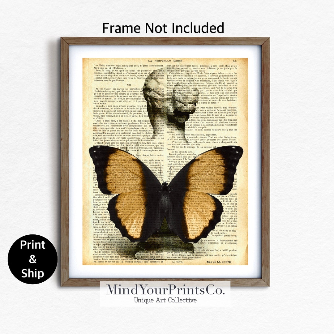 Vintage Statue Butterfly Print Greek Mythical Illustration Literary ...